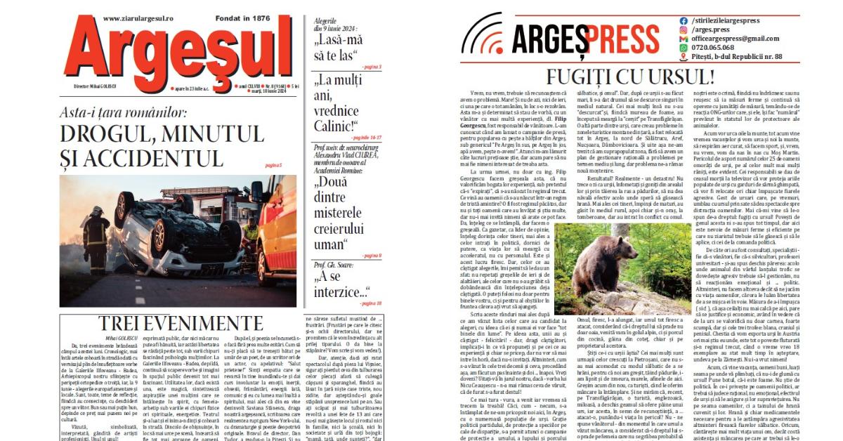A apărut noul număr al ziarului „Argeșul” – print, iunie 2024 – Ziarul ...